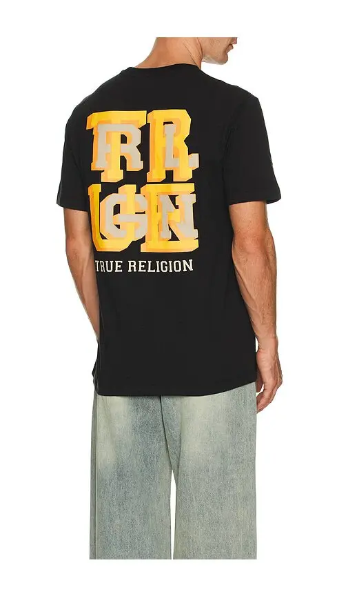 True Religion High Density Letter Tee In Black In Jet Black - 42